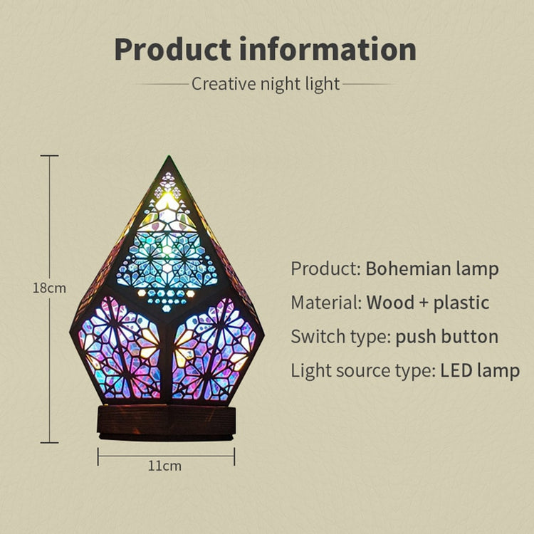 Wooden Hollow LED Projection Night Lamp Bohemian Colorful Projector De ...
